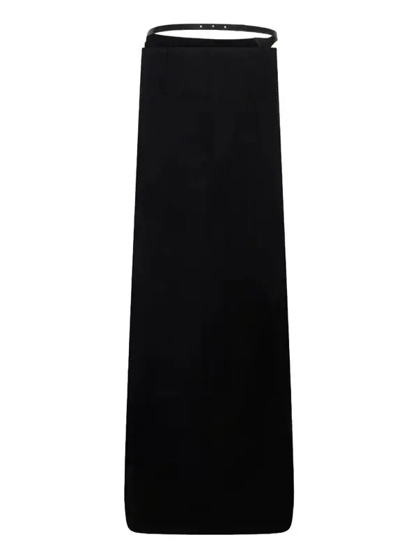 Dsquared2 Long Wool Wrap Skirt With Leather Straps - Black