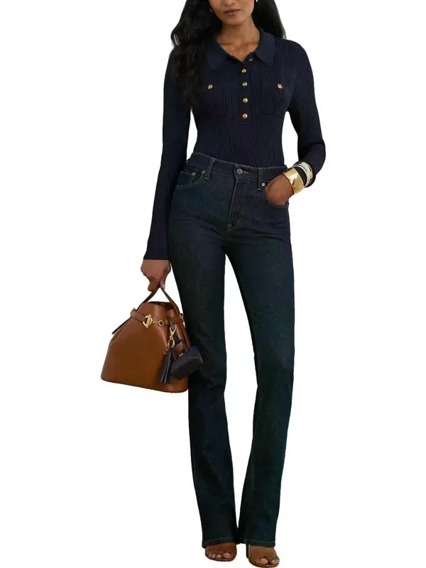 Ralph Lauren Rib-knit Long-sleeve Polo Sweater - Blue