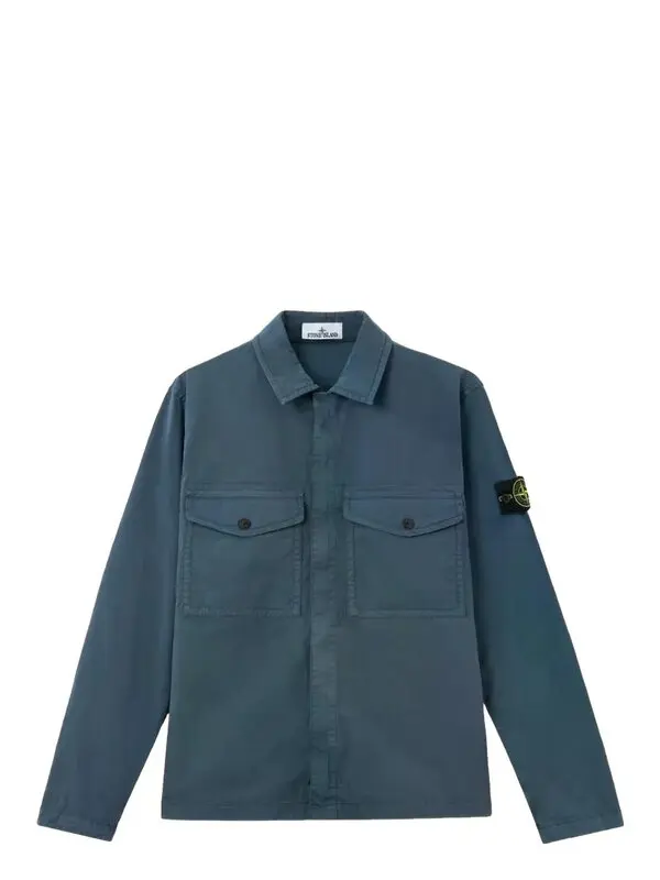 Stone Island 1200003 Stretch Organic Cotton Twill Overshirt - Blue