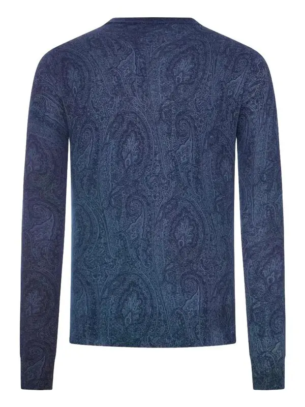Etro Paisley-print Long-sleeve Sweater - Blue
