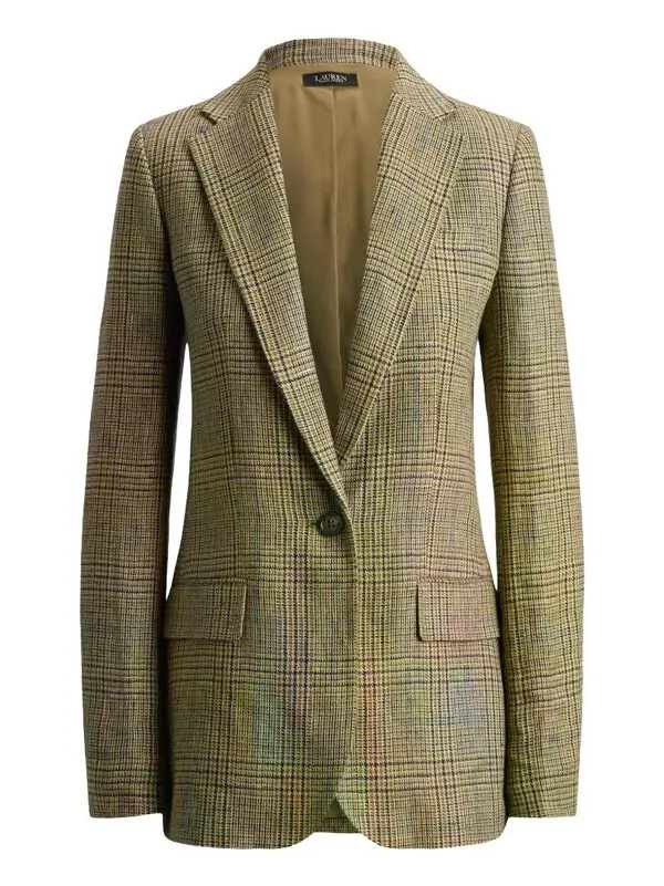 Ralph Lauren Glen Plaid Linen Blazer - Brown