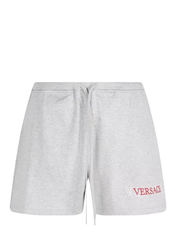 Versace Logo-embroidered Track Shorts - Grey
