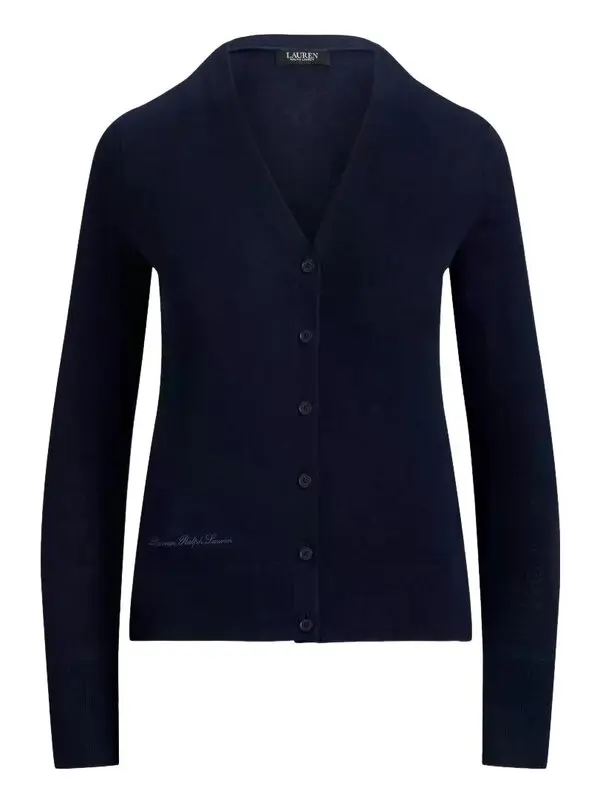 Ralph Lauren Embroidered Logo V-neck Cardigan - Blue