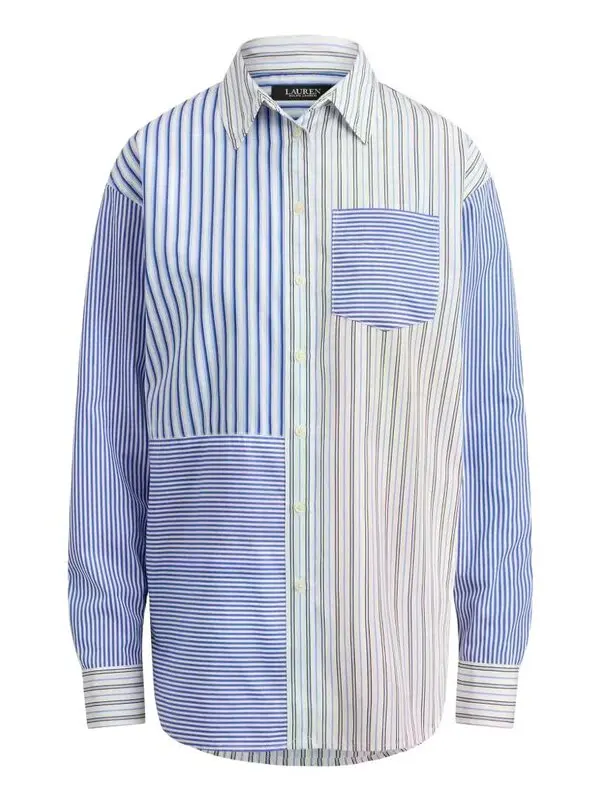 Ralph Lauren Pattern-blocked Striped Shirt - Blue