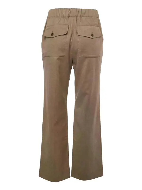 Max Mara Beige Elasticated Waistband Straight Leg Trousers - Neutrals
