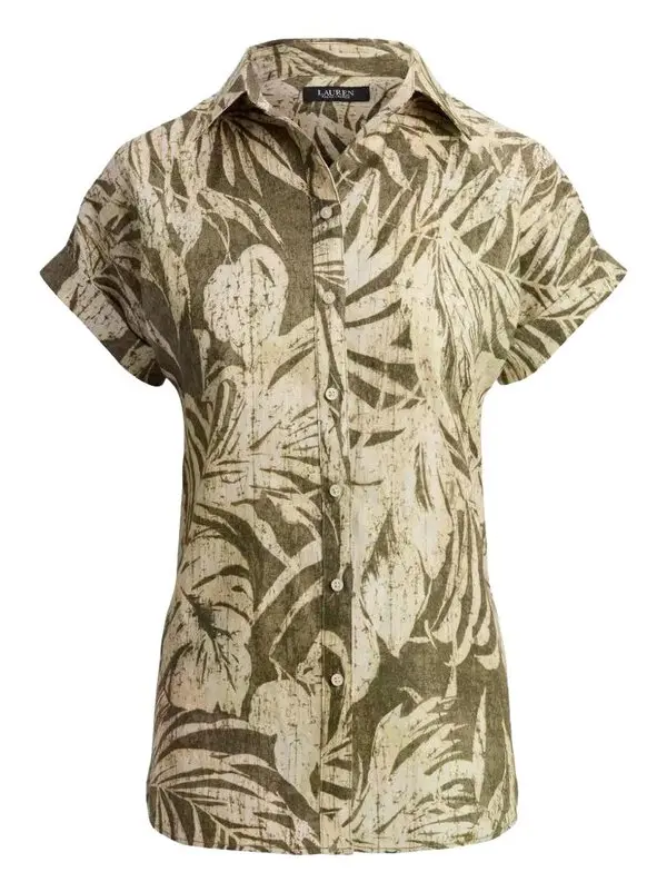 Ralph Lauren Palm-frond Print Linen Shirt - Green