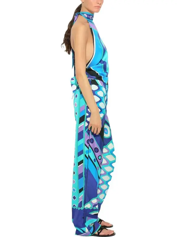 Emilio Pucci Vivara Print Silk Twill Pants - Blue
