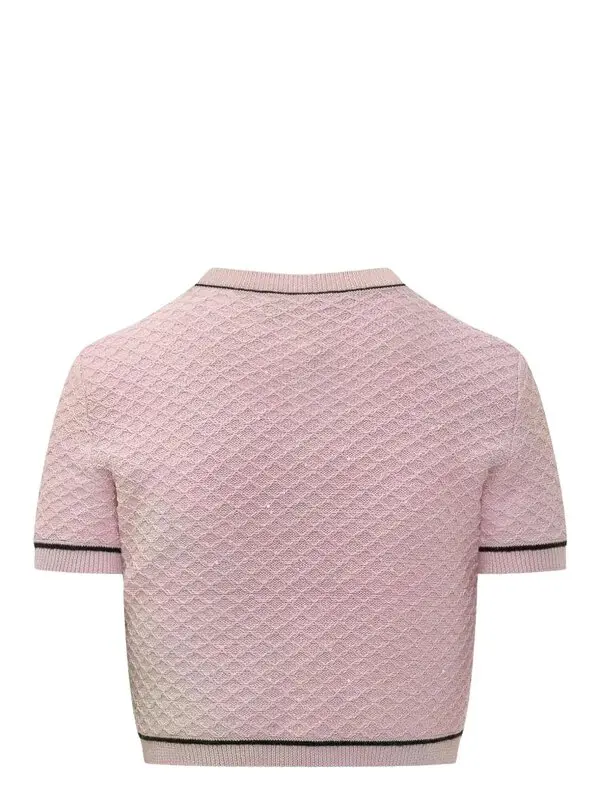 SELF-PORTRAIT Short Sleeve Cardigan With Flower-shaped Buttons - Pink