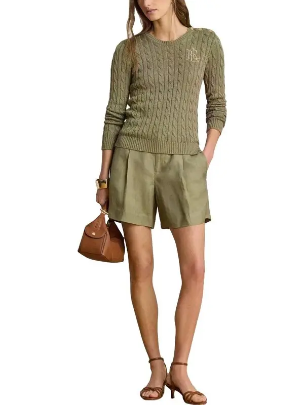 Ralph Lauren Button-trim Cable-knit Sweater - Green