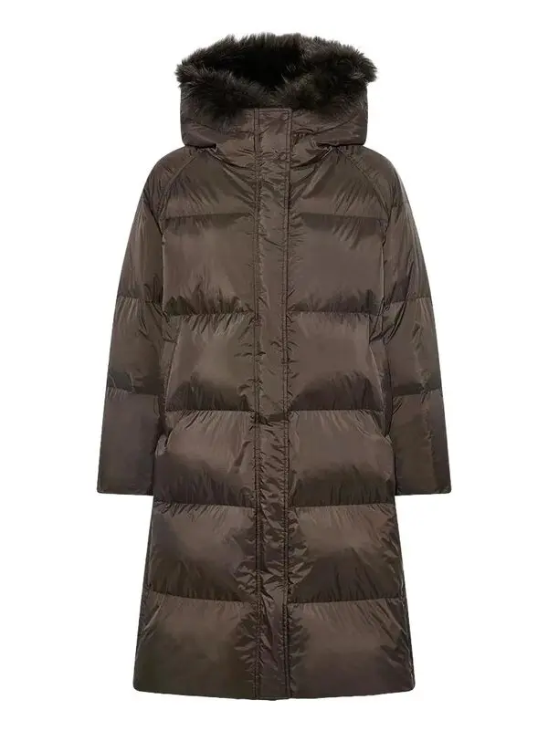 YVES SALOMON Shearling-trim Quilted Coat - Brown