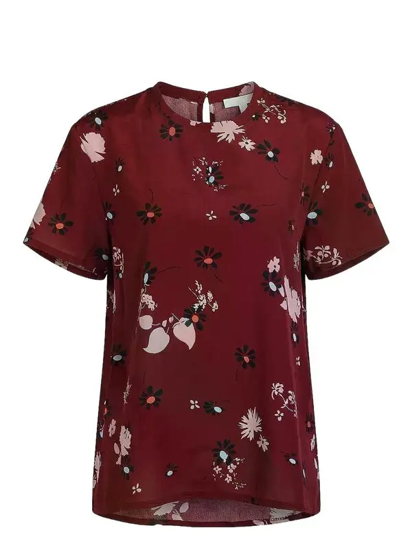 Valentino Garavani Short Sleeve Floral Print Blouse - Red