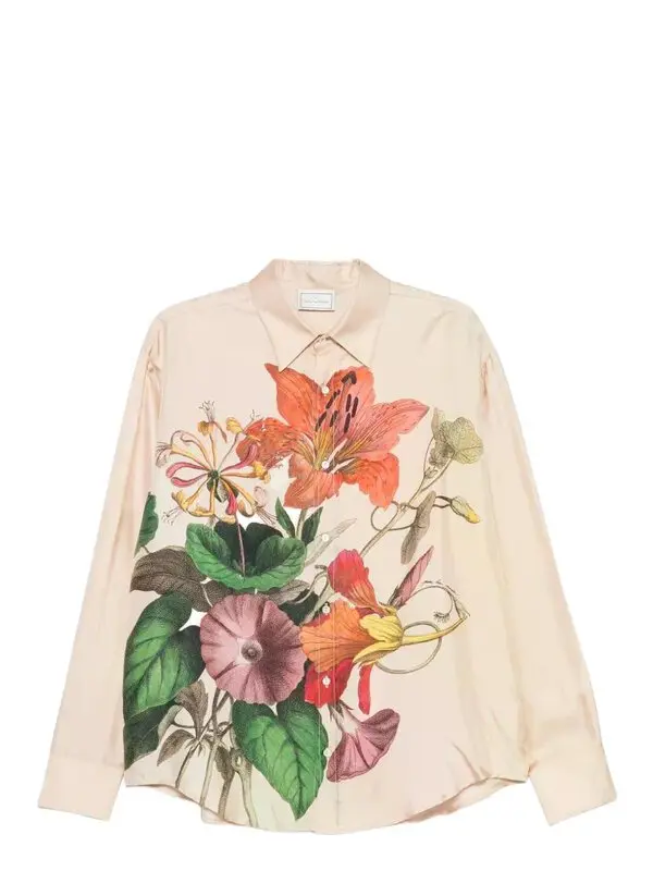 PIERRE-LOUIS MASCIA Floral Print Silk Shirt - Neutrals