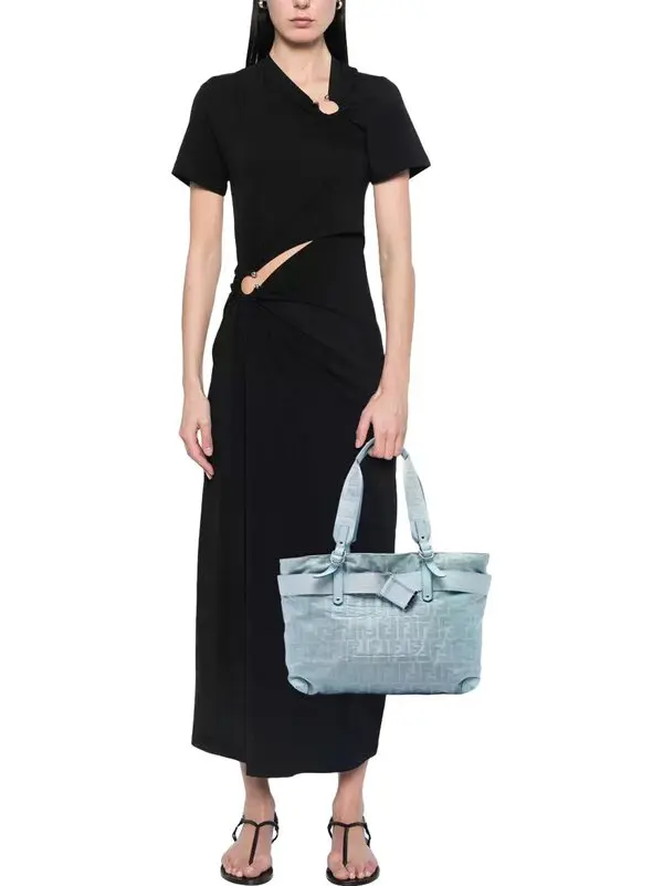 Fendi Zucca Nylon Zip Code Tote Bag - Blue