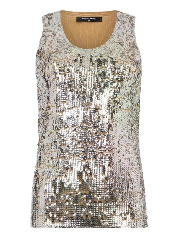 Dsquared2 All-over Sequined Tank Top - Silver