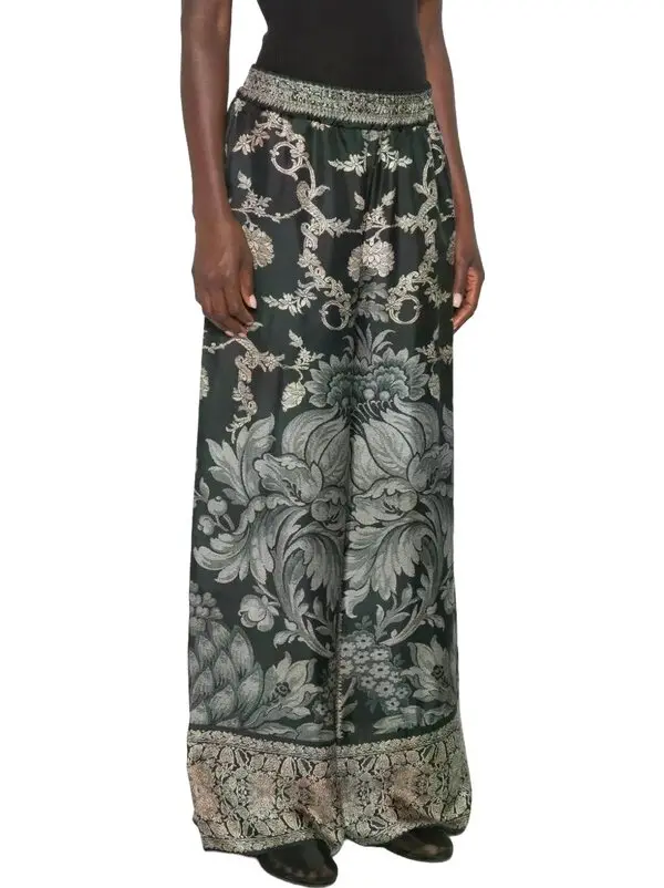 PIERRE-LOUIS MASCIA Baroque Print Wide-leg Trousers - Black