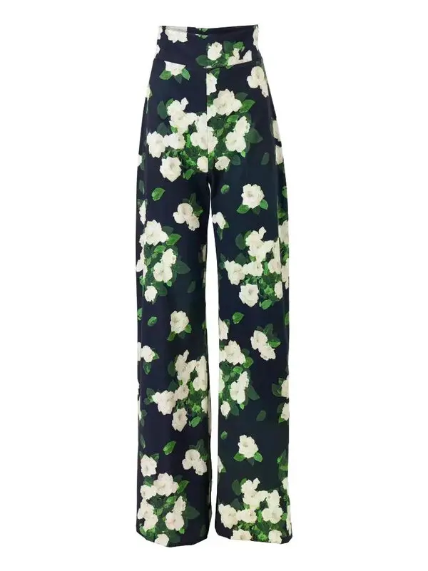 Carolina Herrera Floral Print Wide-leg Trousers - Blue