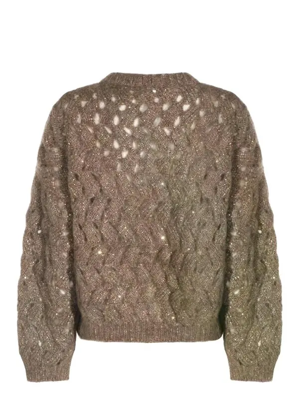 Brunello Cucinelli Sequin-embellished Cable-knit Sweater - Brown