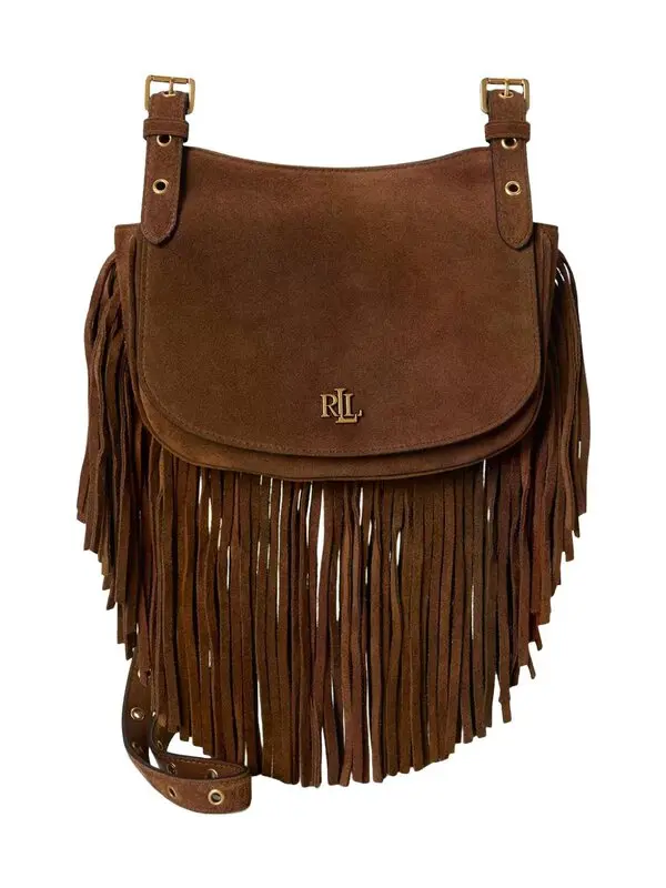 Ralph Lauren Marcy Suede Crossbody Bag With Fringe Trim - Brown