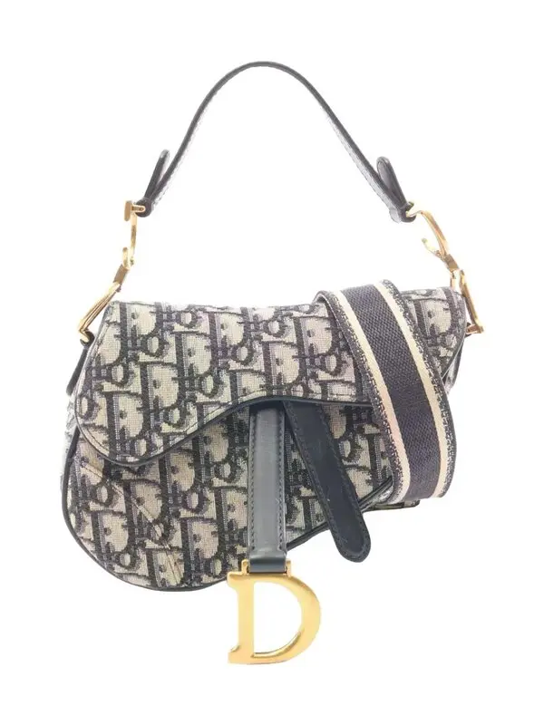 Dior Mini Oblique Canvas Saddle Bag Satchel - Blue