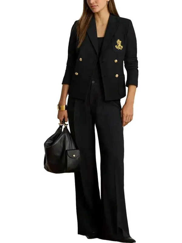 Ralph Lauren Double-breasted Piqué Blazer With Peak Lapels - Black
