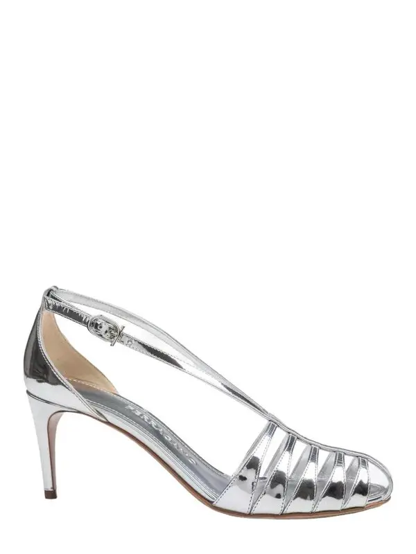 FERRAGAMO Metallic Caged Sandals - Silver