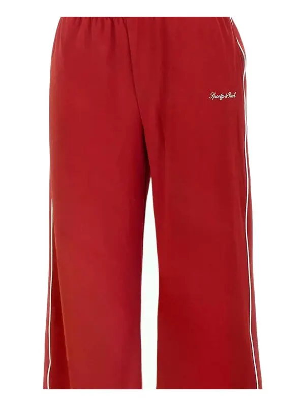 SPORTY & RICH Ruby Contrast Piping Embroidered Logo Track Pants - Red