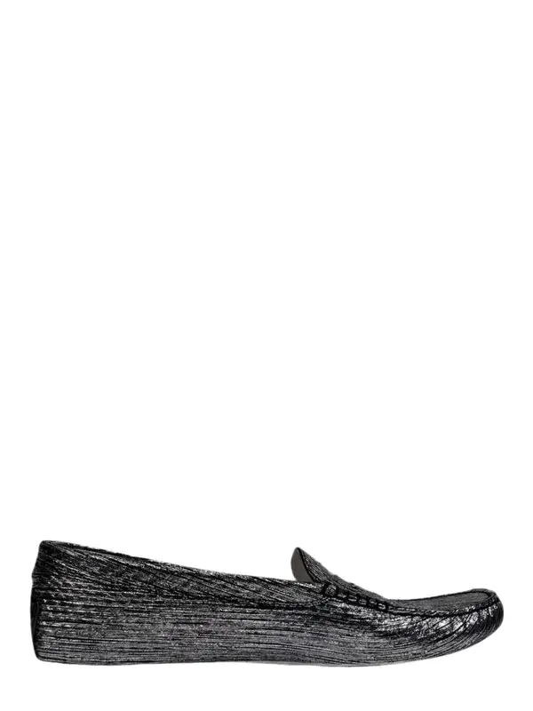 TOD'S Metallic Penny Slot Loafers - Silver