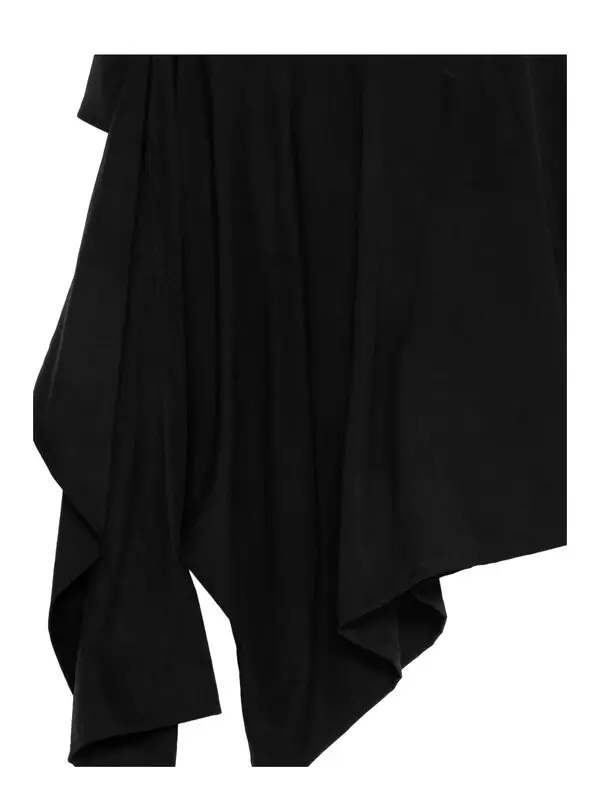 Yohji Yamamoto Gauze Herringbone Draped Skirt - Black