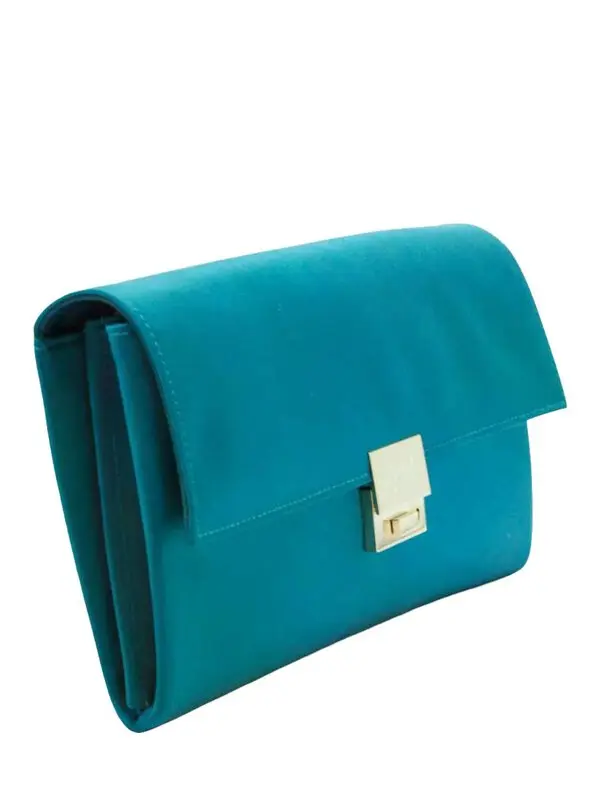 TOM FORD Satin Logo Plaque Clutch - Blue