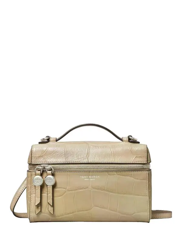 Tory Burch Slim Romy Croc-embossed Top-handle Bag - Neutrals