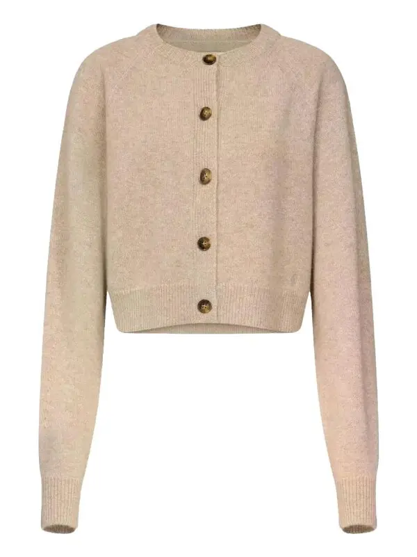 Loulou De Saison Heike Ribbed-knit Cropped Cardigan - Neutrals