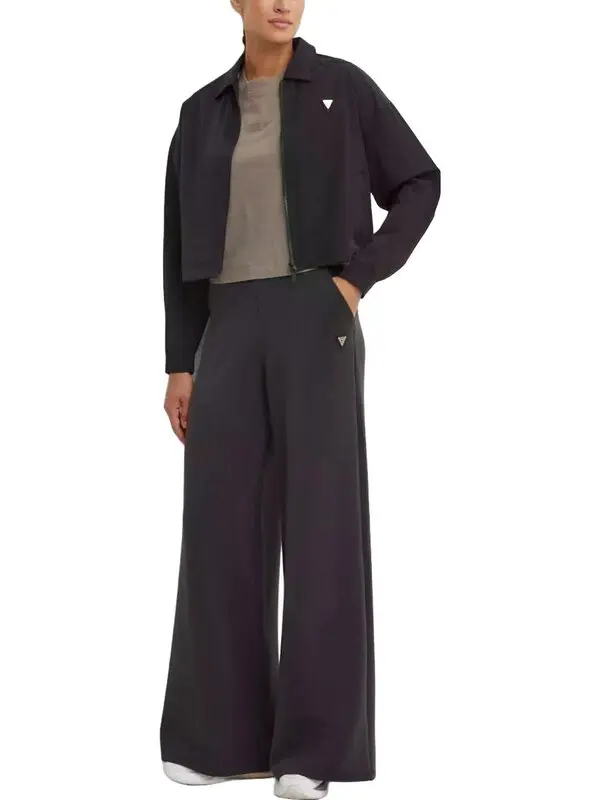 Guess Logo Plaque Wide-leg Trousers - Grey