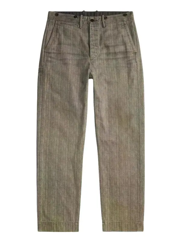 Ralph Lauren Herringbone-pattern Cotton Trousers - Grey