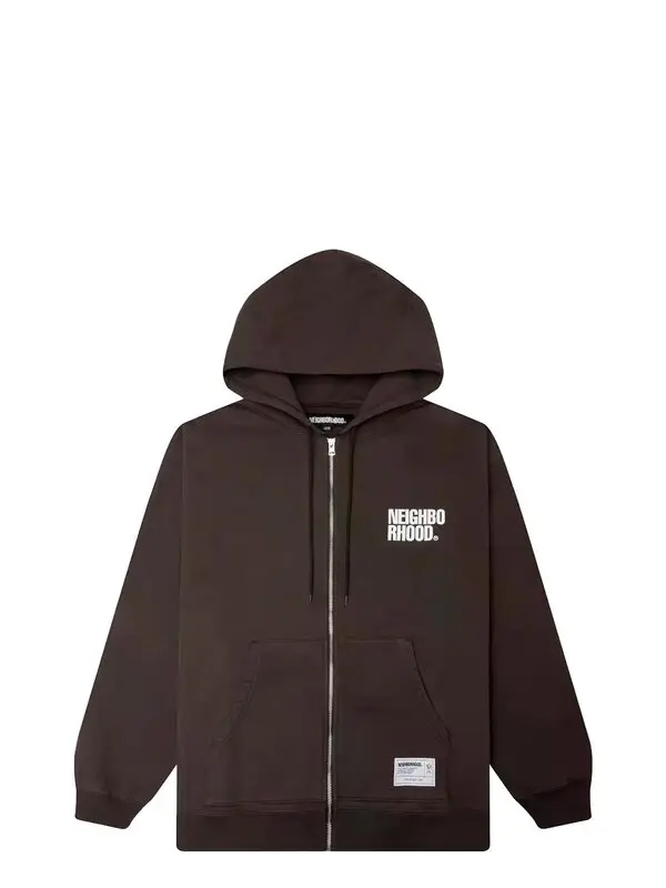 NEIGHBORHOOD Logo Print Zip-up Hoodie - Brown