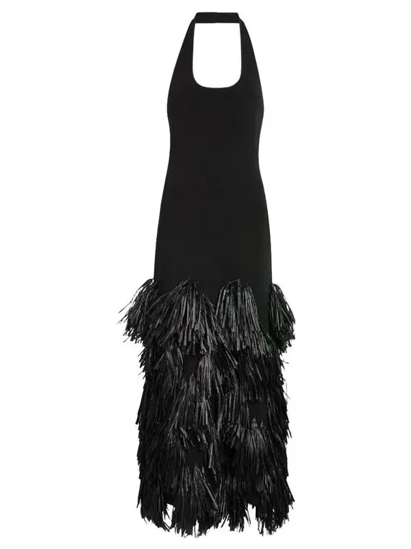 Aje Elva Fringed Detail Maxi Dress - Black