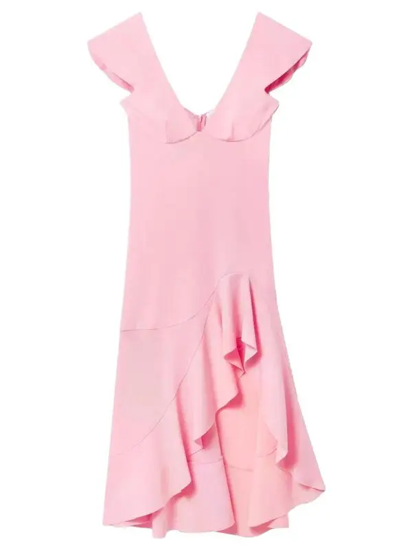 Stella McCartney Ruffled V-neck Crepe Dress - Pink