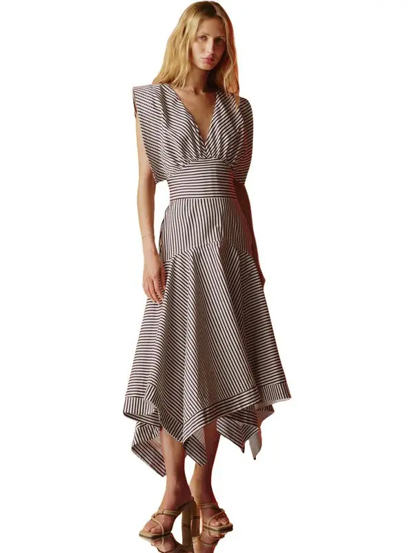 ANDRES OTALORA Gazelle Striped Stretch-cotton Midi Dress - Stripe