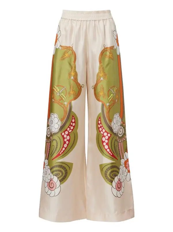 La DoubleJ Floral Silk Twill Palazzo Pants - Multicoloured