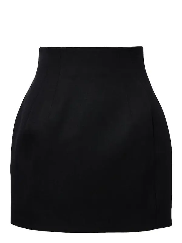 MUGLER High-rise Wool Miniskirt - Black