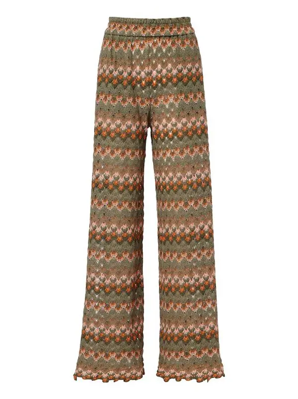 La DoubleJ Embroidered Cotton-blend Palazzo Pants - Green