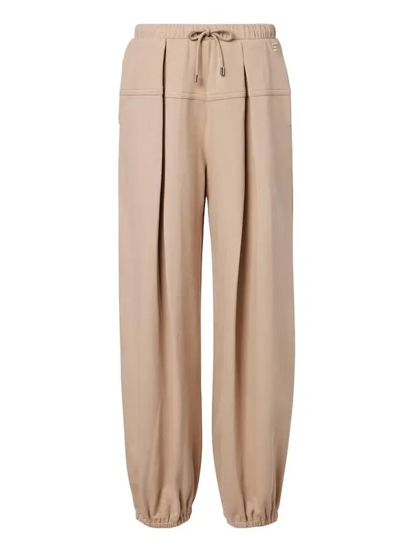 Sportmax Pleated Cotton-blend Jersey Sweatpants - Beige