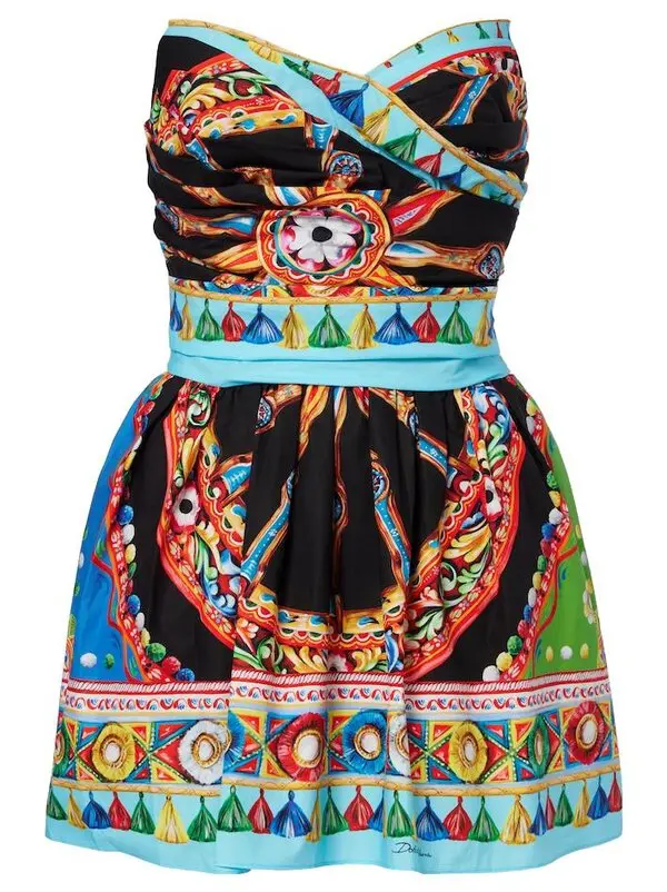 Dolce & Gabbana Carretto Cotton Mini Dress - Multicoloured