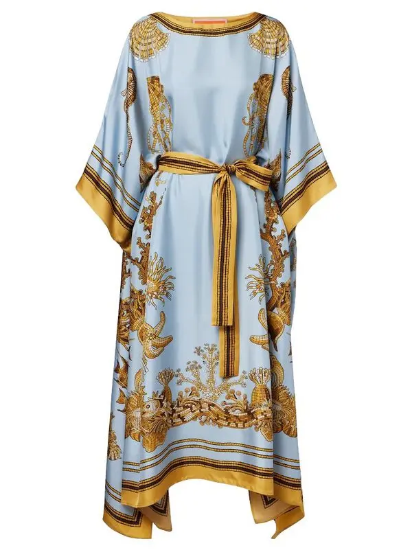 La DoubleJ Square Printed Silk Twill Kaftan - Multicoloured