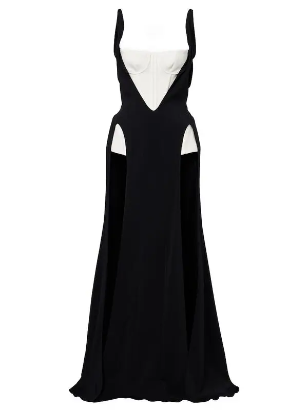 MUGLER Re/edit Jeu De Paume Crepe Gown - Black