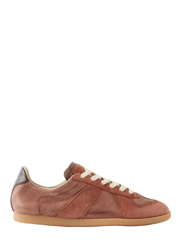 MAISON MARGIELA Replica Suede And Textured-leather Sneakers - Metallic