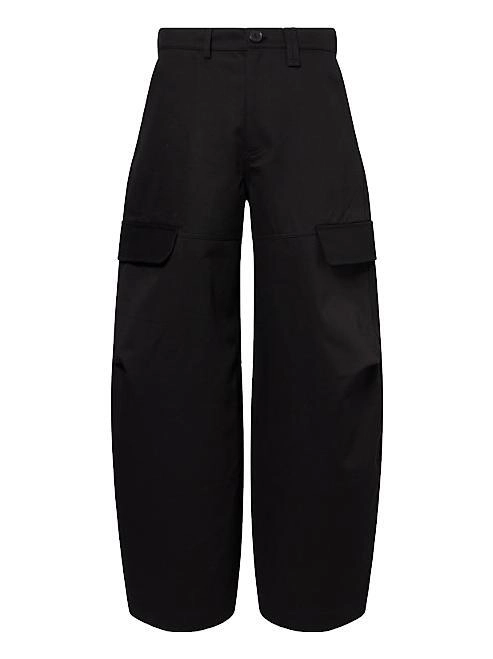 Simone Rocha Pleat Balloon Cotton Cargo Trousers - Black