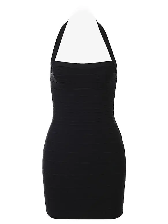 House Of Cb Halterneck Woven Mini Dress - Black