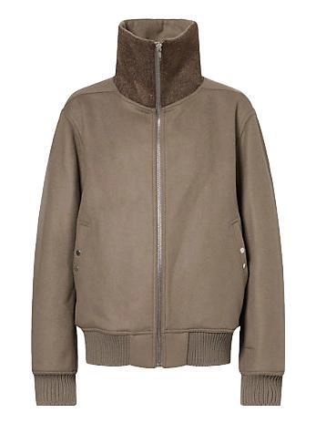 Rick Owens Dracuflight High-neck Wool Bomber Jacket - Dust