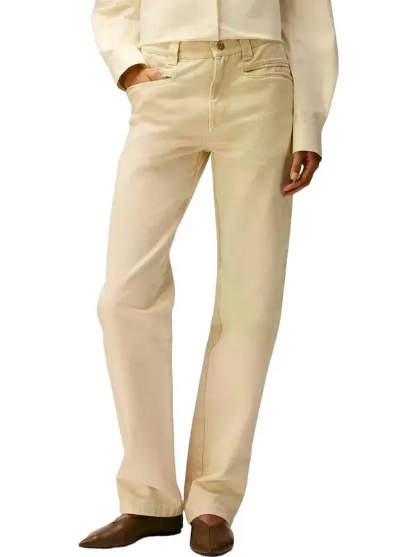 RETORI Embroidered-waistband Jeans - Neutrals