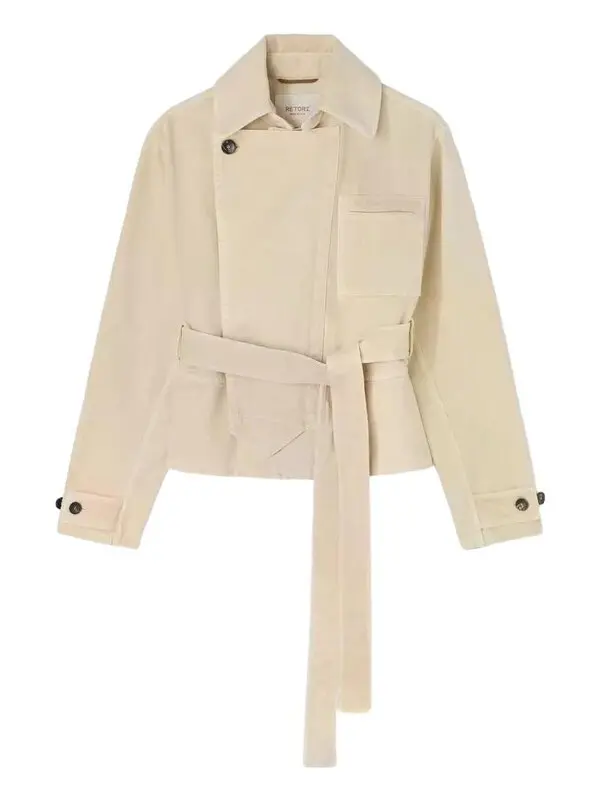 RETORI Mini Trench Belt-detail Denim Jacket - Neutrals